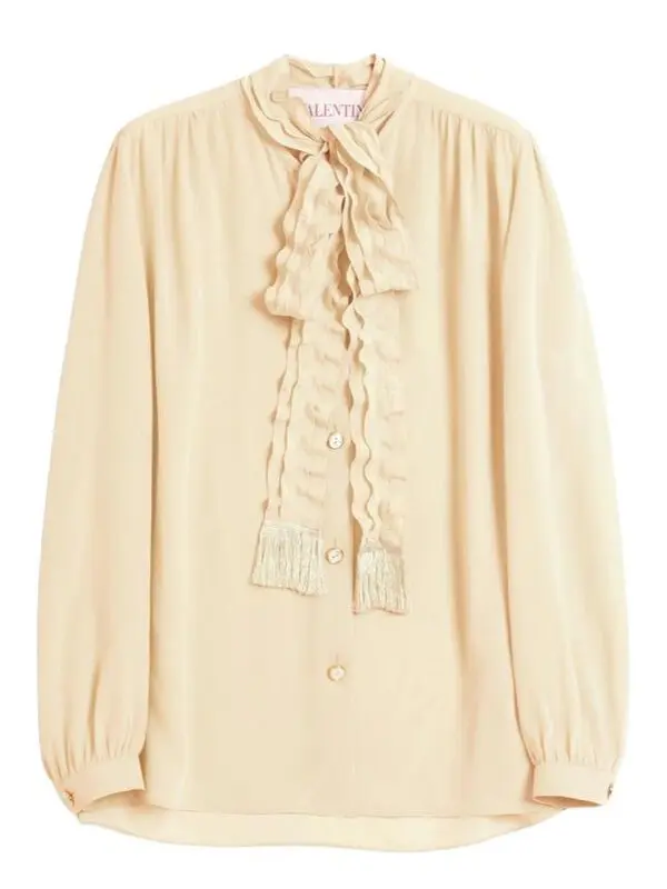 Valentino Garavani Crepe De Chine Bow Detail Shirt - Birch