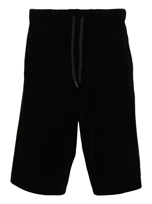 Versace Logo Patch Velvet Shorts - Black
