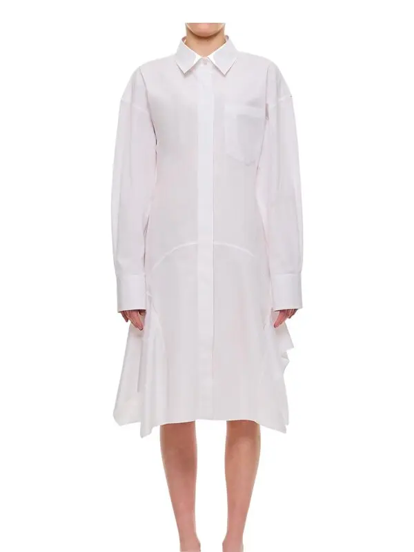 Stella McCartney Collared Long-sleeve Shirt Dress - White