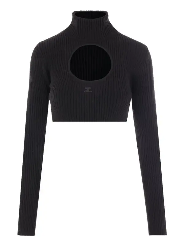 COURREGES Cut-out High Neck Jumper - Black