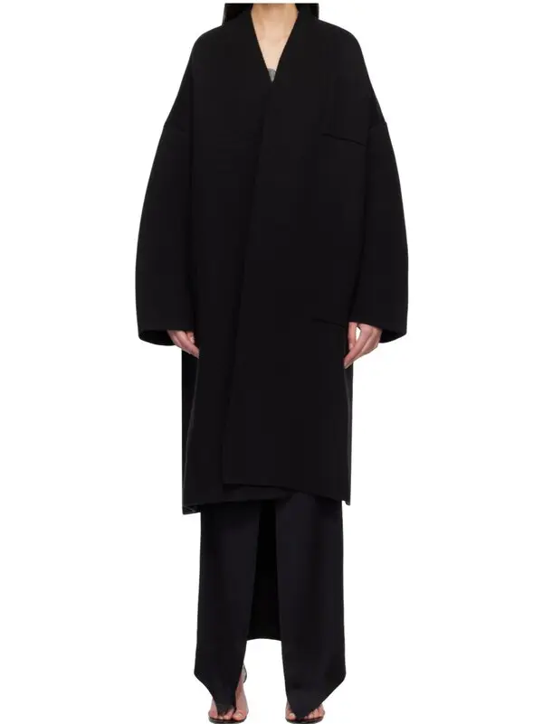 TOM FORD Sculptural Interlock Wool Blend Long-sleeved Coat - Black