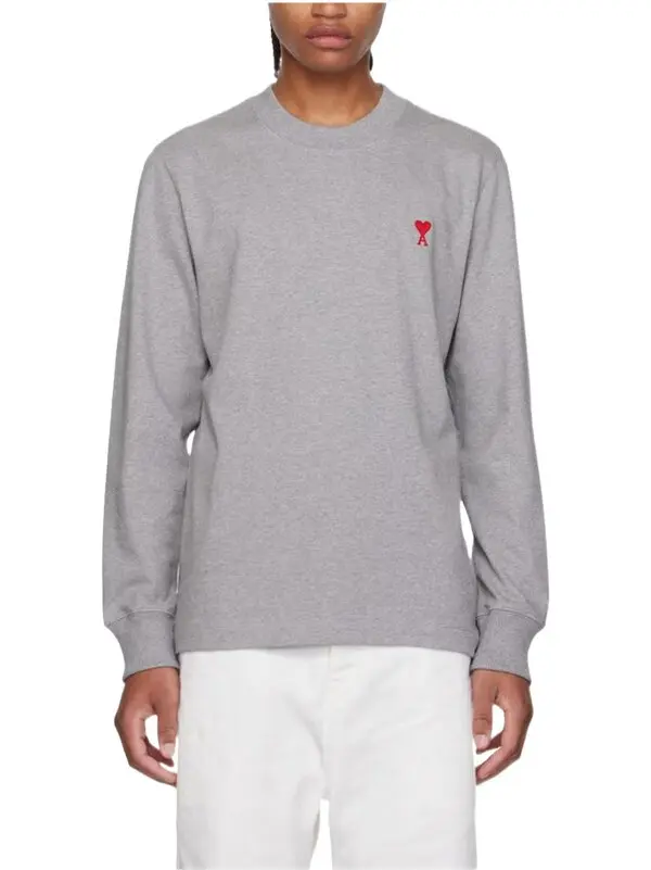 Ami Round Collar And Long-sleeved T-shirt - Gray