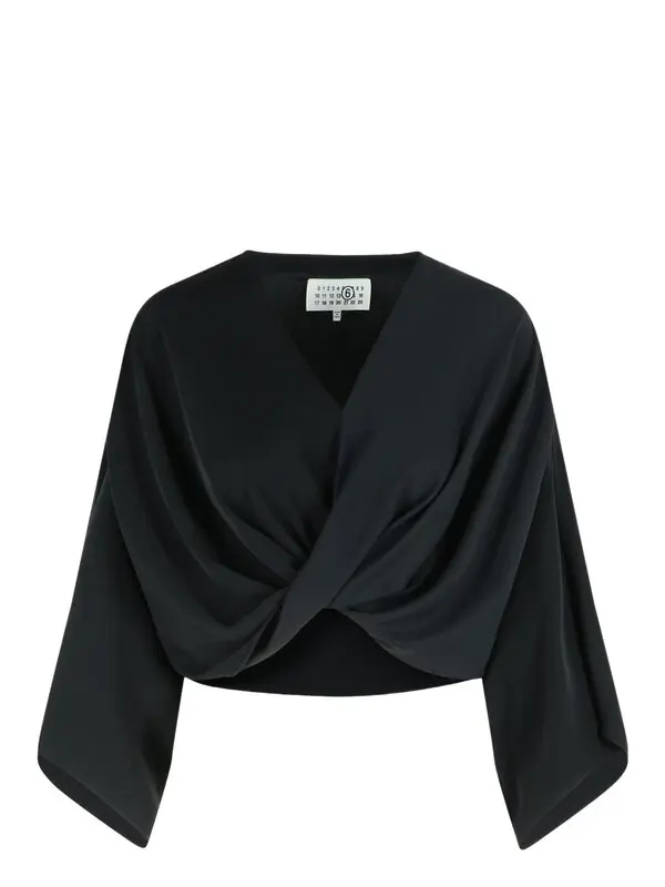 MAISON MARGIELA Draped V-neck Top - Black