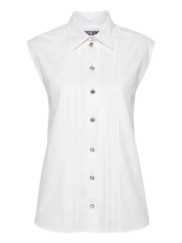 Moschino Pintuck Detailed Curved Hem Shirt - White