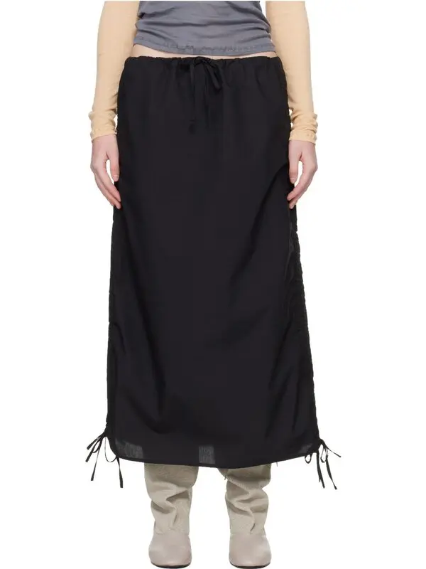BASERANGE Drawstring Midi Skirt - Black