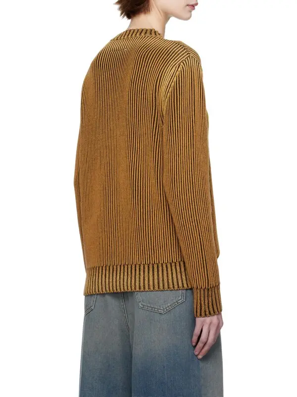 MAISON MARGIELA Ribbed Logo Knit Sweater - Brown