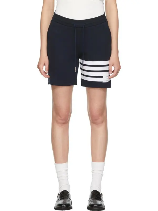 Thom Browne 4-bar Drawstring Track Shorts - Navy Blue