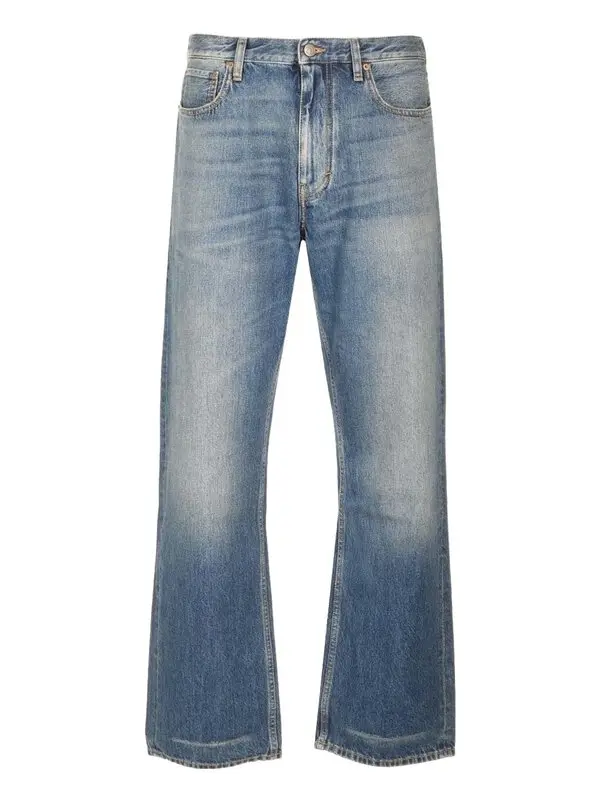 Valentino Garavani Logo Patch Straight Leg Jeans - Blue