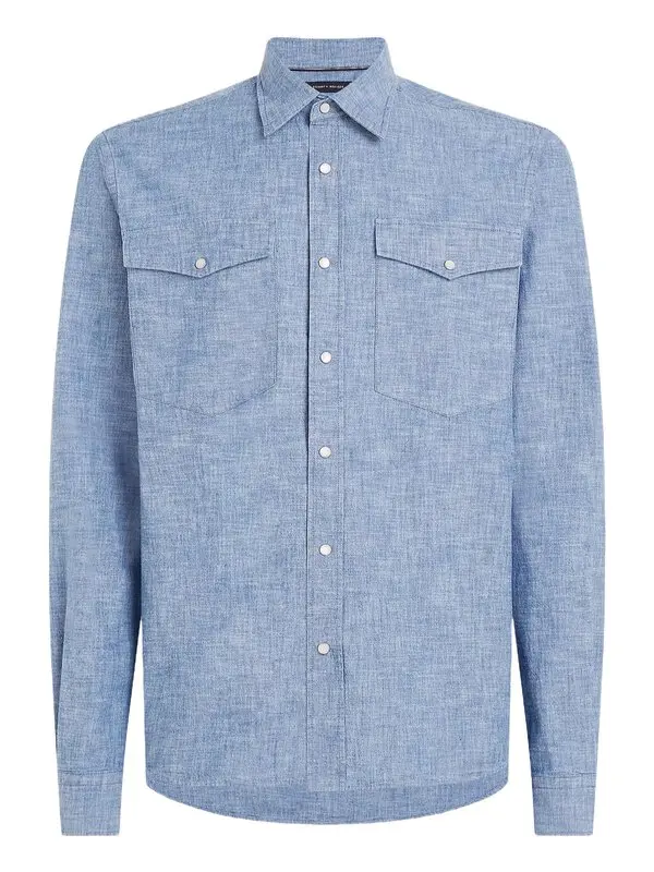 Tommy Hilfiger Lapel Denim Shirt - Blue