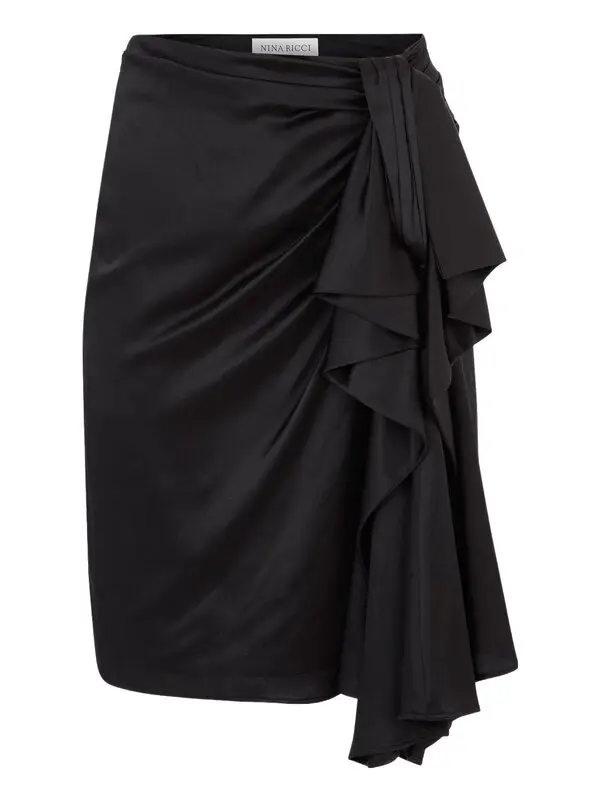 Nina Ricci Asymmetric Bow Detail Skirt - Black