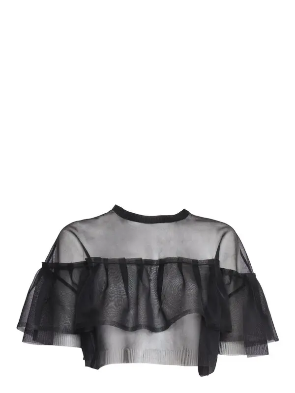Philosophy Di Lorenzo Serafini Sheer Ruffled Cropped Top - Black
