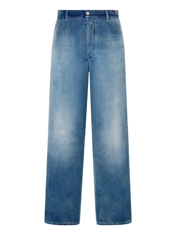 Dior Mid-rise Corduroy Wide-leg Trousers - Dark Blue