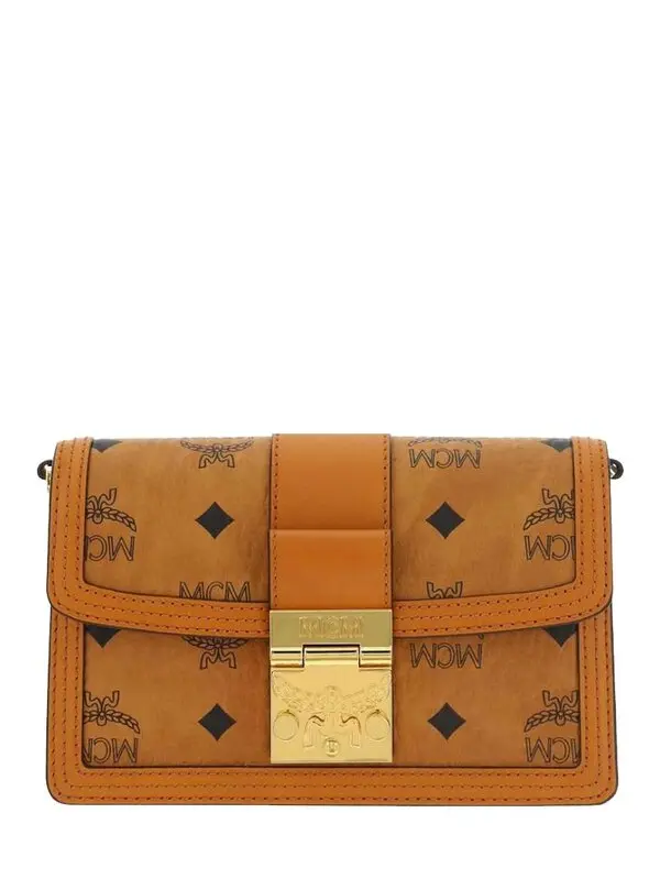 Mcm Logo Detailed Chain Shoulder Bag - Cognac Cognac