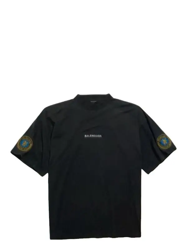 Balenciaga Logo Embroidered Crewneck T-shirt - Black