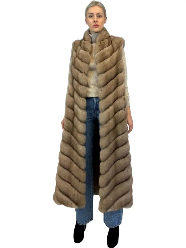 LISKA Sleeveless Long Fur - Brown