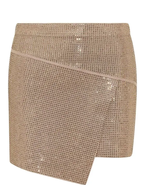ANDREĀDAMO Embellished Asymmetric Skirt - Nude