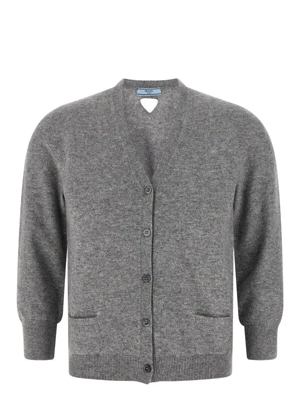 Prada Cashmere V-neck Cardigan - Grey