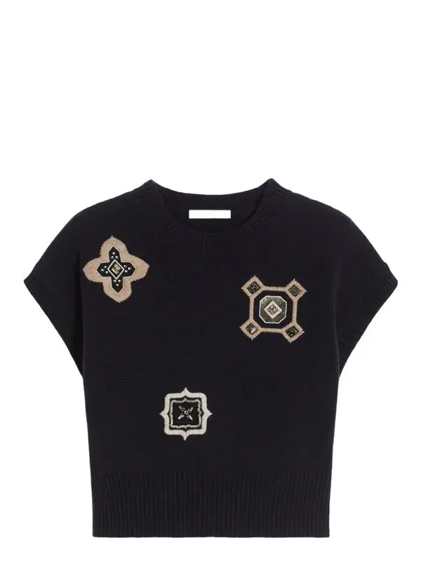 Max Mara Manfora Embellished Cropped Jumper - Ultramarine