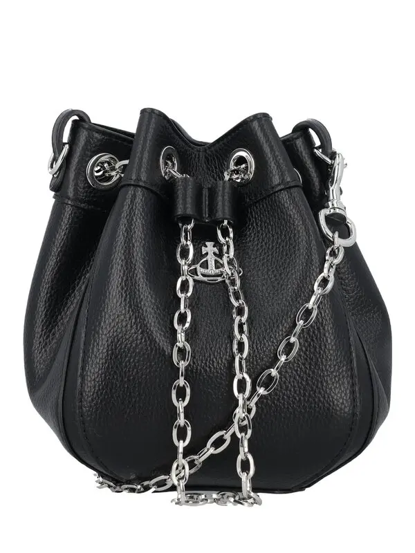 VIVIENNE WESTWOOD Orb Plaque Chained Bucket Bag - Black