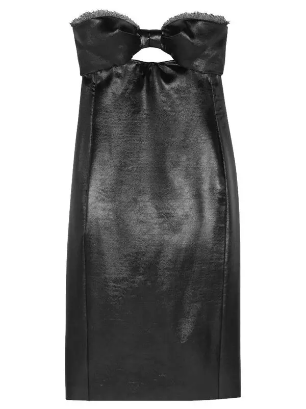 Saint Laurent Strapless Cut-out Satin Dress - Black