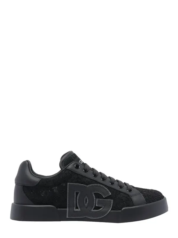 Dolce & Gabbana Lace-up Sneakers With Logo Detail - Black