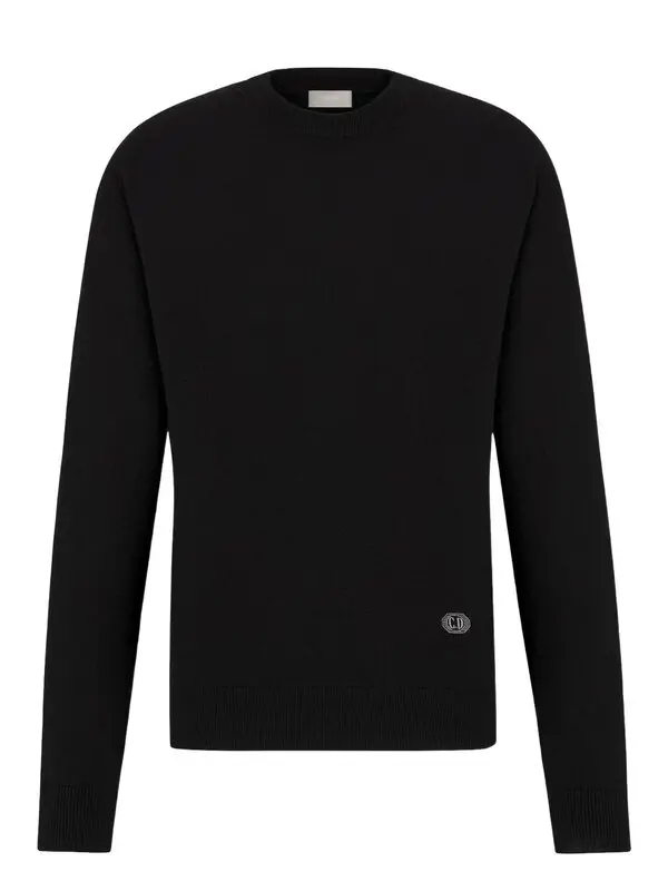 Dior Cd Box Embroidery Crewneck Sweater - Knitted Shirt Black