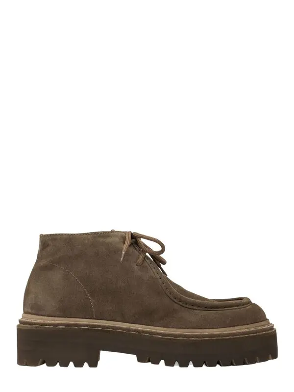 Officine Creative Round Toe Lace-up Block Heel Boots - Brown