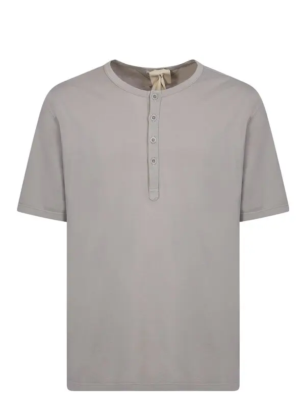 TEN C Cotton Henley T-shirt - Gray