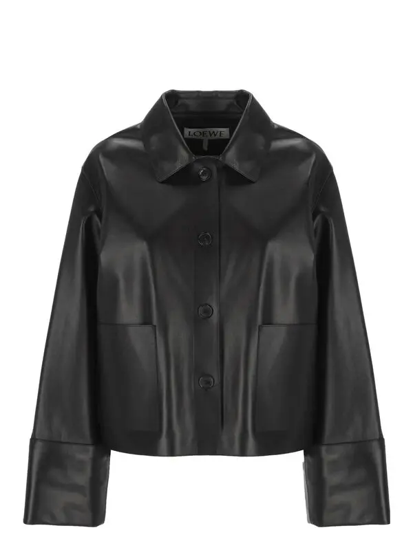 Loewe Boxy Button-up Leather Jacket - Black