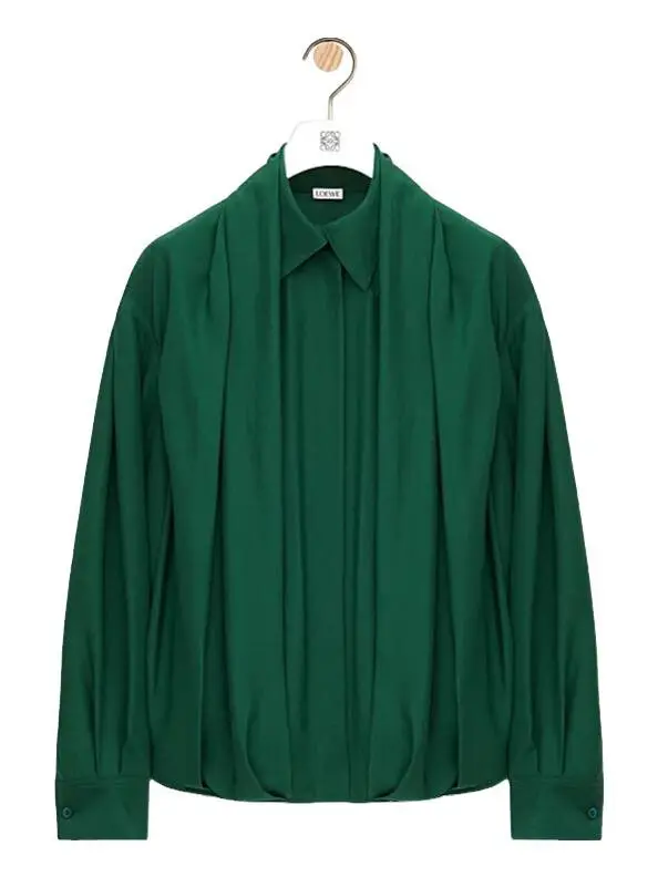 Loewe Balloon Silhouette Pleated Shirt - Dark Green