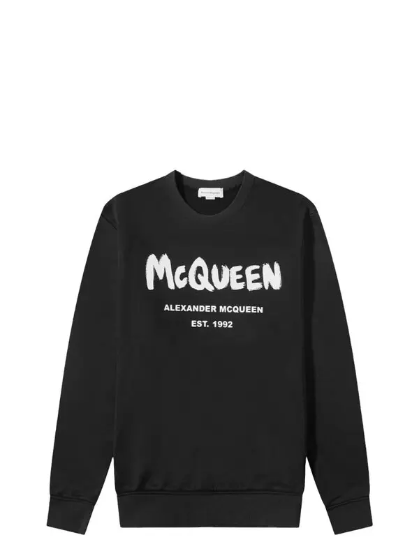 Alexander McQueen Logo Printed Crewneck Sweatshirt - Black