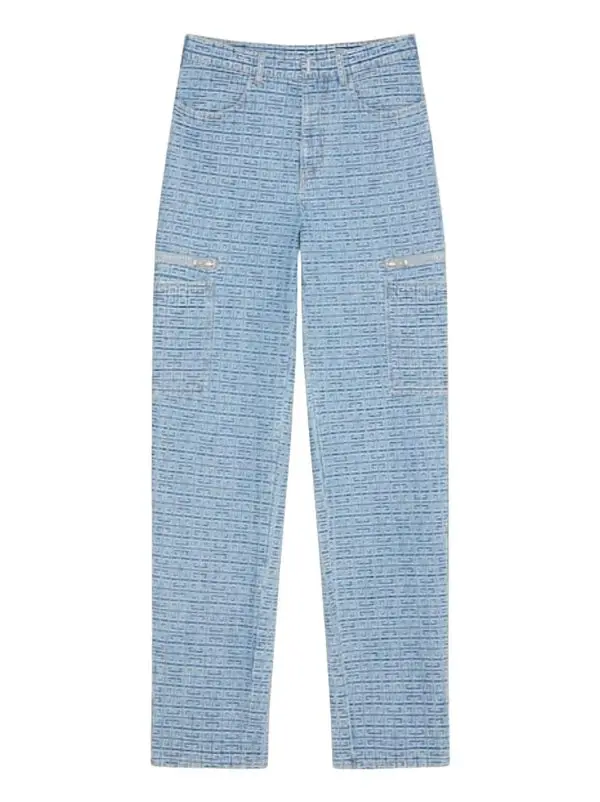 Givenchy 4g Logo Loose Fit Cargo Jeans - Light Blue