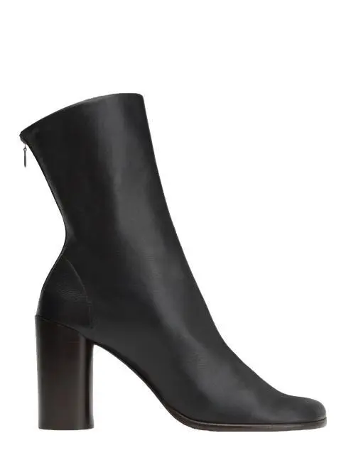 LEMAIRE 80mm Anatomic Zip Detail Block Heel Boots - Dark Chocolate