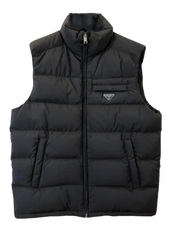 Prada High-neck Sleeveless Puffer Vest - Black