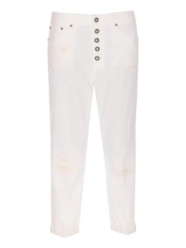 DONDUP Buttoned Straight Leg Trousers - White