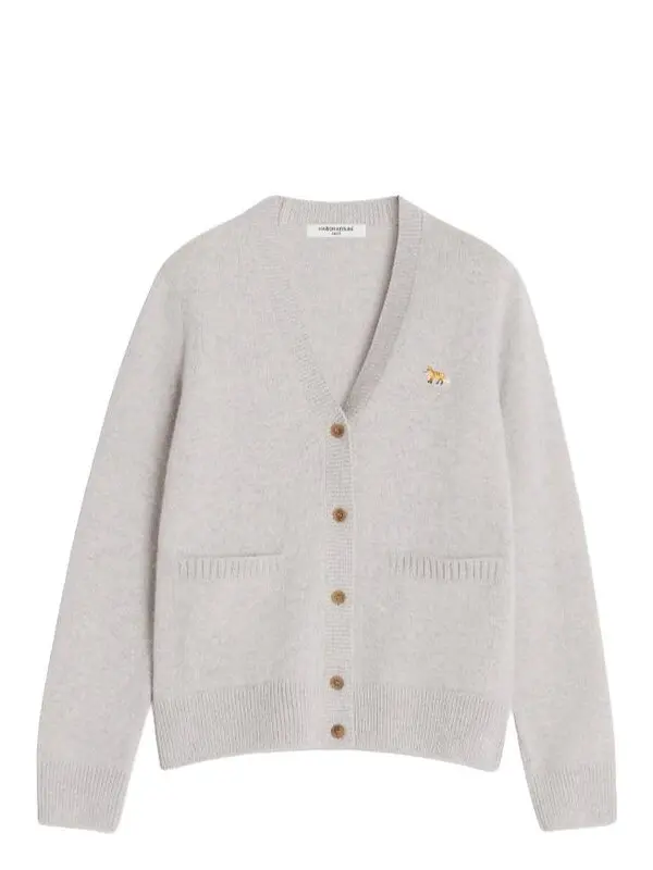 Maison Kitsuné Baby Fox Boxy Cardigan - Light Gray Mixed Colors