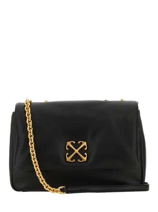 Off-White Jitney Logo Plaque Puffer Shoulder Bag - Black