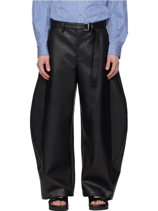 Sacai Grained Synthetic Leather Drawstring Trousers - Black