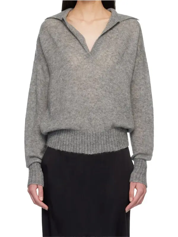 TOM FORD Cashmere Blend Long-sleeved Polo Shirt - Grey
