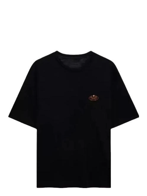 Prada Logo-embroidered Crewneck T-shirt - Black