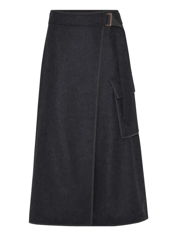 Brunello Cucinelli Wrap Midi Skirt - Medium Gray