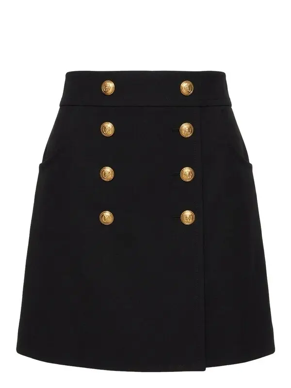 Gucci Logo Engraved Buttons Mini Skirt - Black