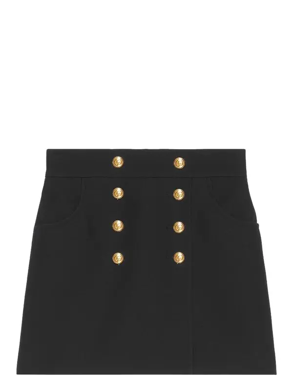 Gucci Logo Engraved Buttons Mini Skirt - Black