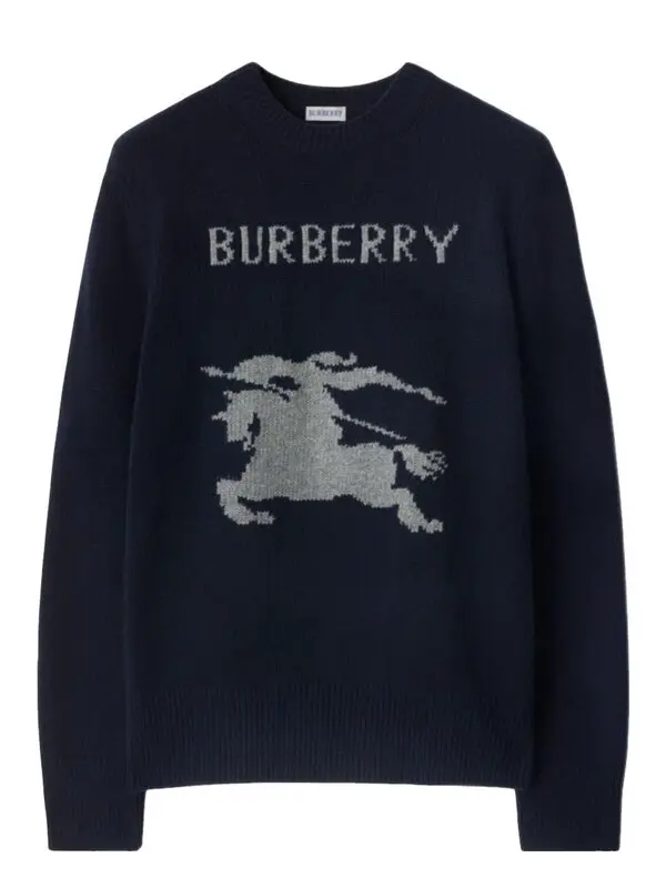 Burberry Logo Detailed Crewneck Jumper - Navy