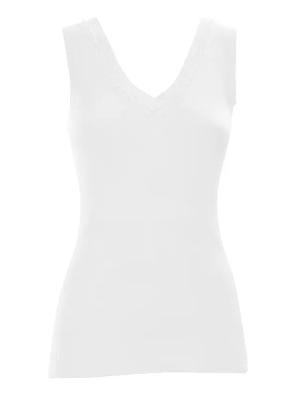 P.a.r.o.s.h V-neck Sleeveless Ribbed Knit Top - White