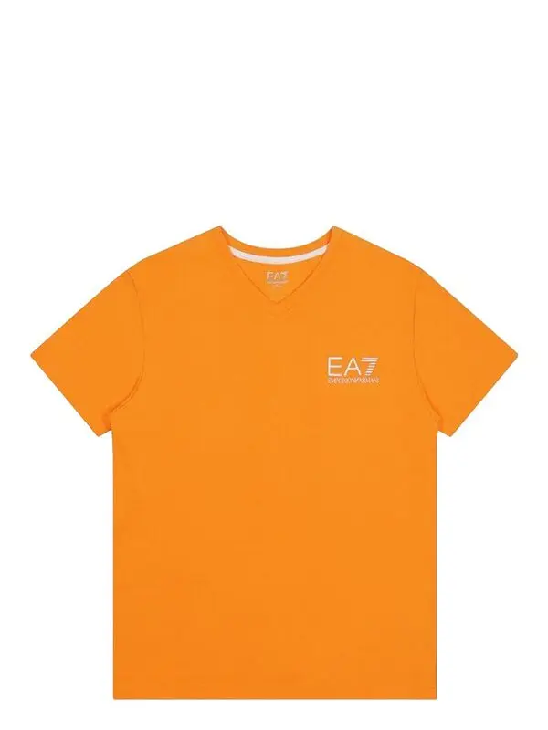 EA7 Logo T-shirt With Round Neck - Orange