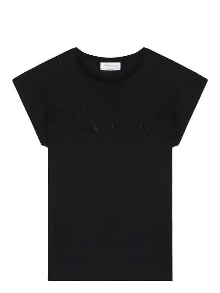Blumarine Logo Embellished Crewneck T-shirt - Black