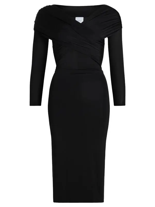 PATOU Draped Wrap Long-sleeve Dress - Black
