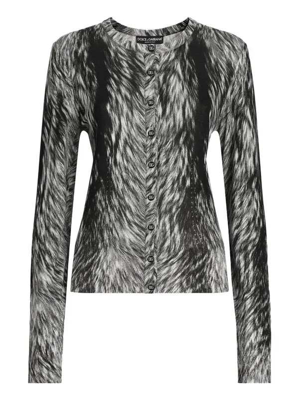 Dolce & Gabbana Fur-print Knit Cardigan - Ash