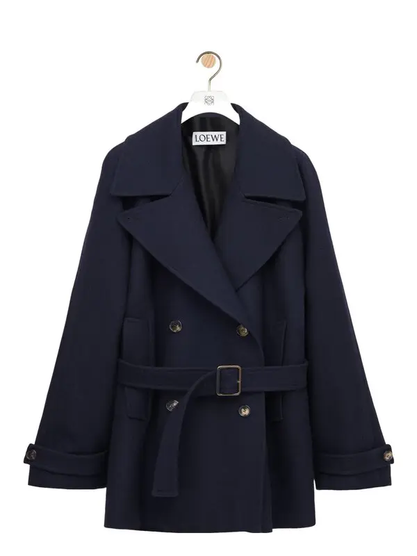 Loewe Double-breasted Belted Coat - Navy Blue